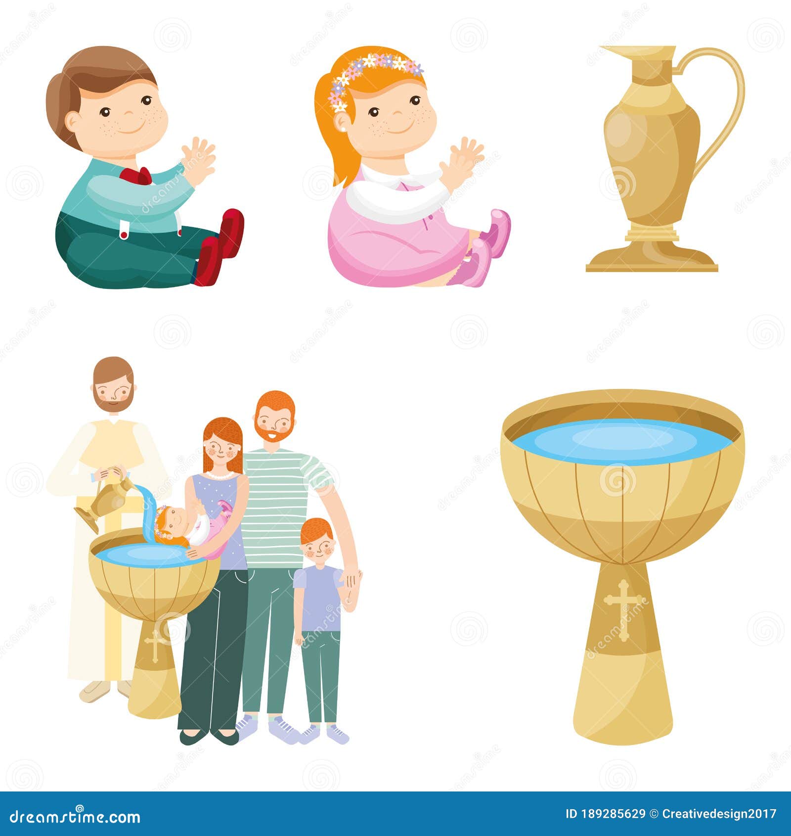 Baptism set with people stock vector. Illustration of little - 189285629 Baptism set with people stock vector. Illustration of little - 189285629