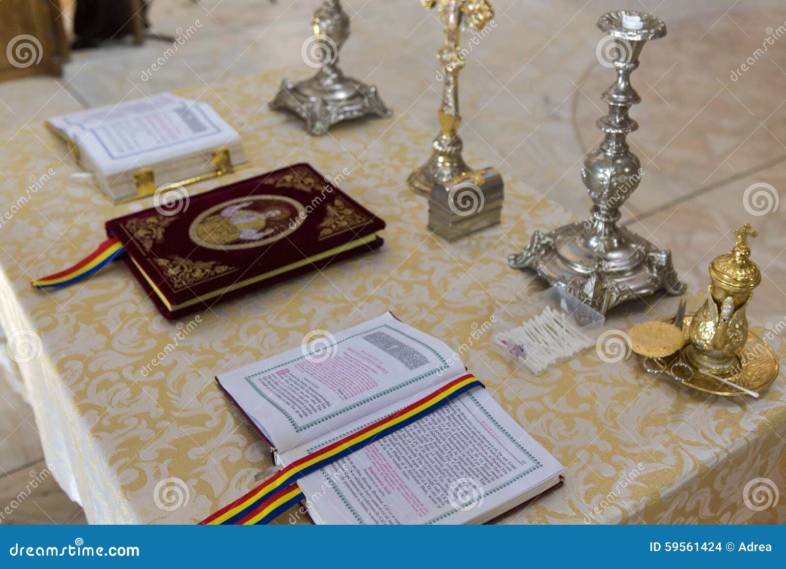 Priest Table Arrangement For The Baptism Ceremony Stock Photography ...