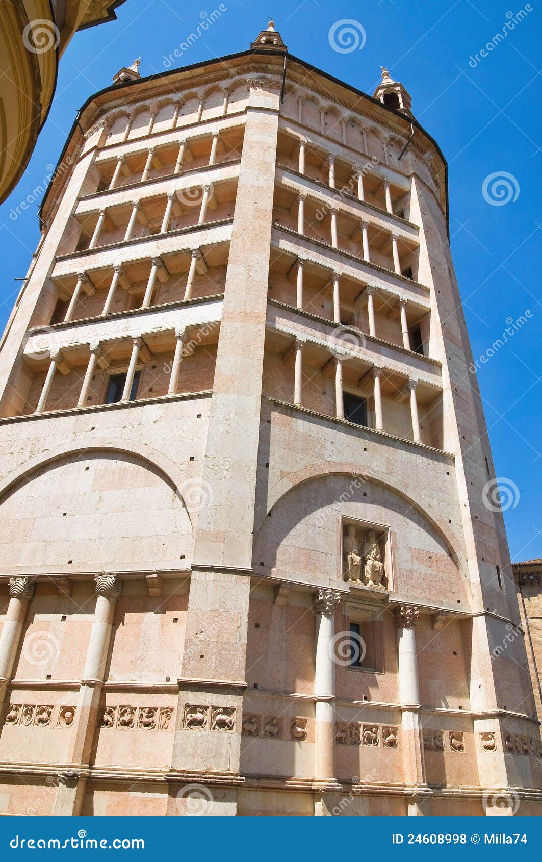 Baptistery. Parma. Emilia-Romagna. Italy. Stock Photo - Image of frieze ...