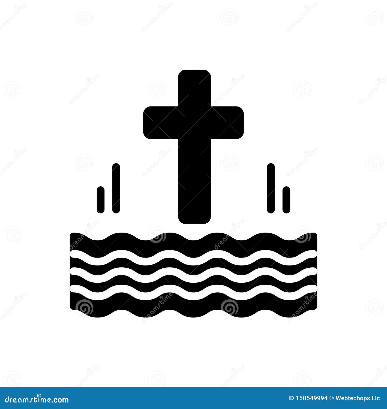 Black Solid Icon for Baptized, Christianize and Cross Stock Vector ...
