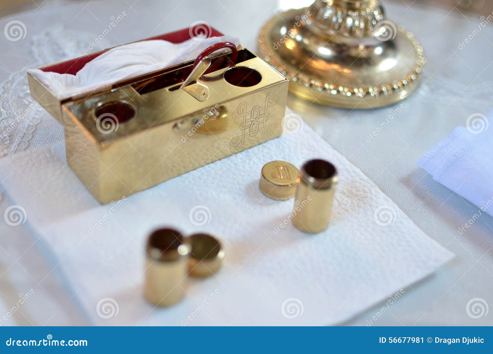 Baptizing set stock image. Image of christening, golden - 56677981