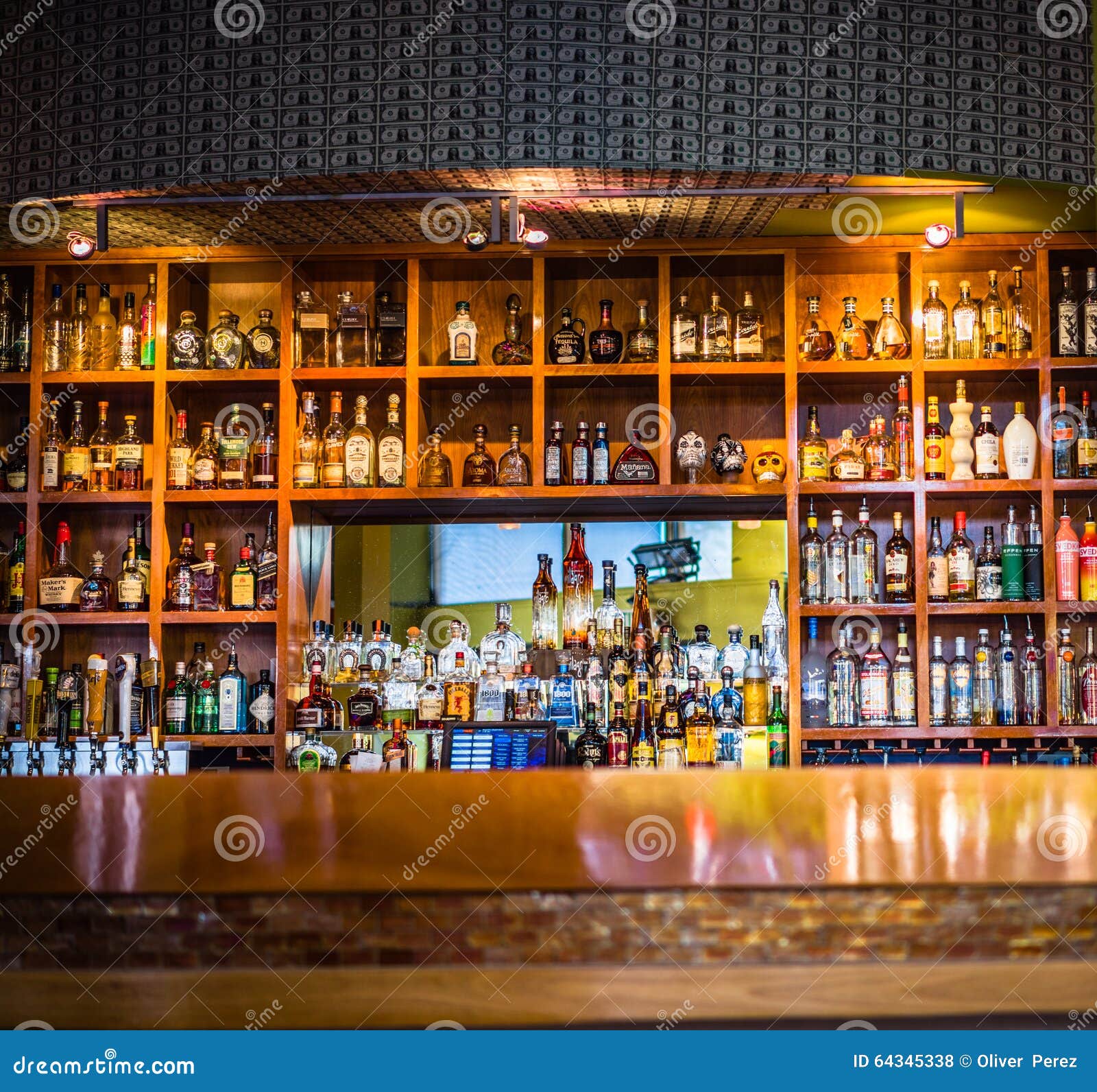 Bar with Assorted Alcohol and Spirits Editorial Stock Photo - Image of ...