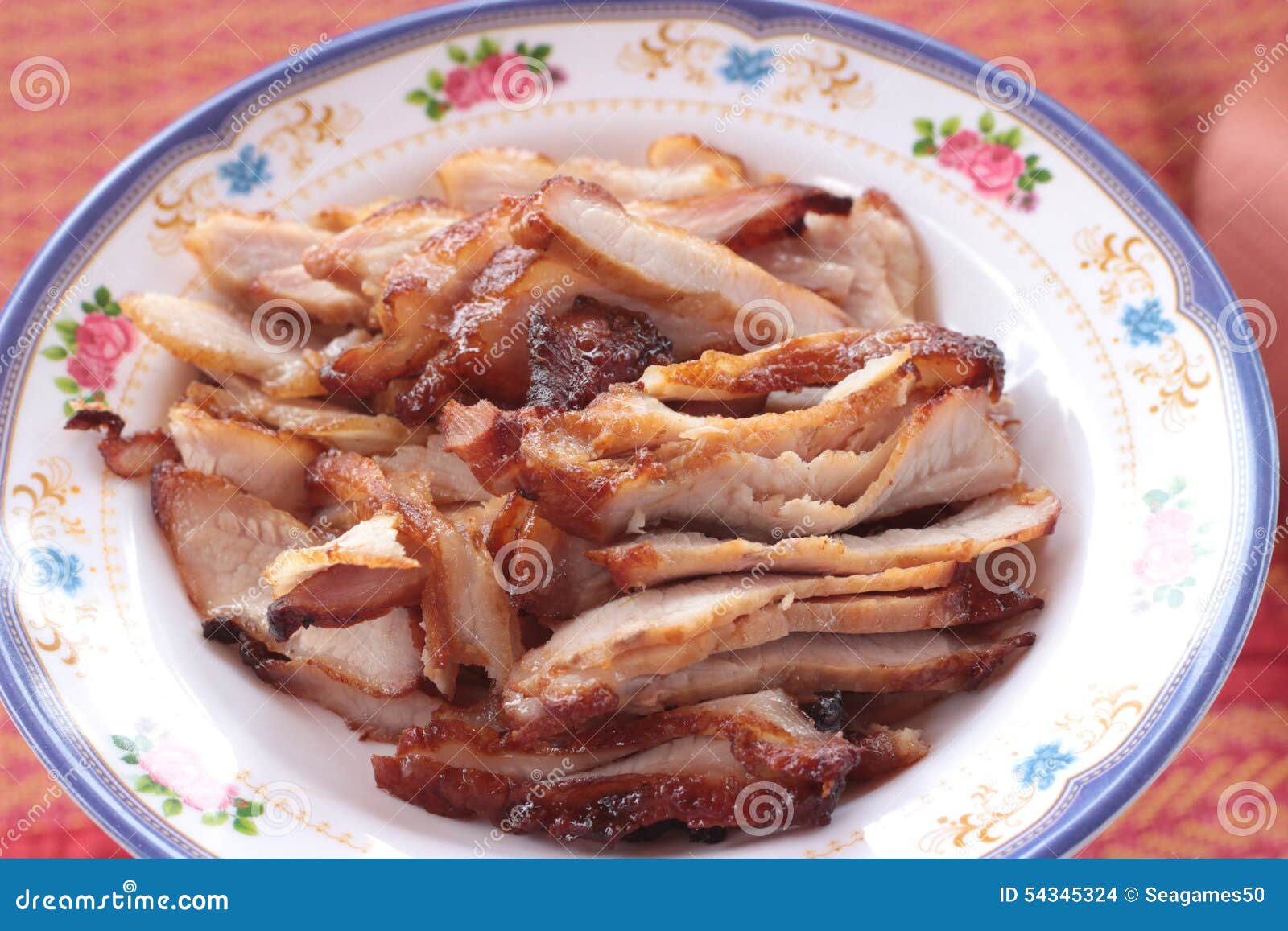 Bar-B-Q pork stock photo. Image of skewer, fire, barbecue - 54345324