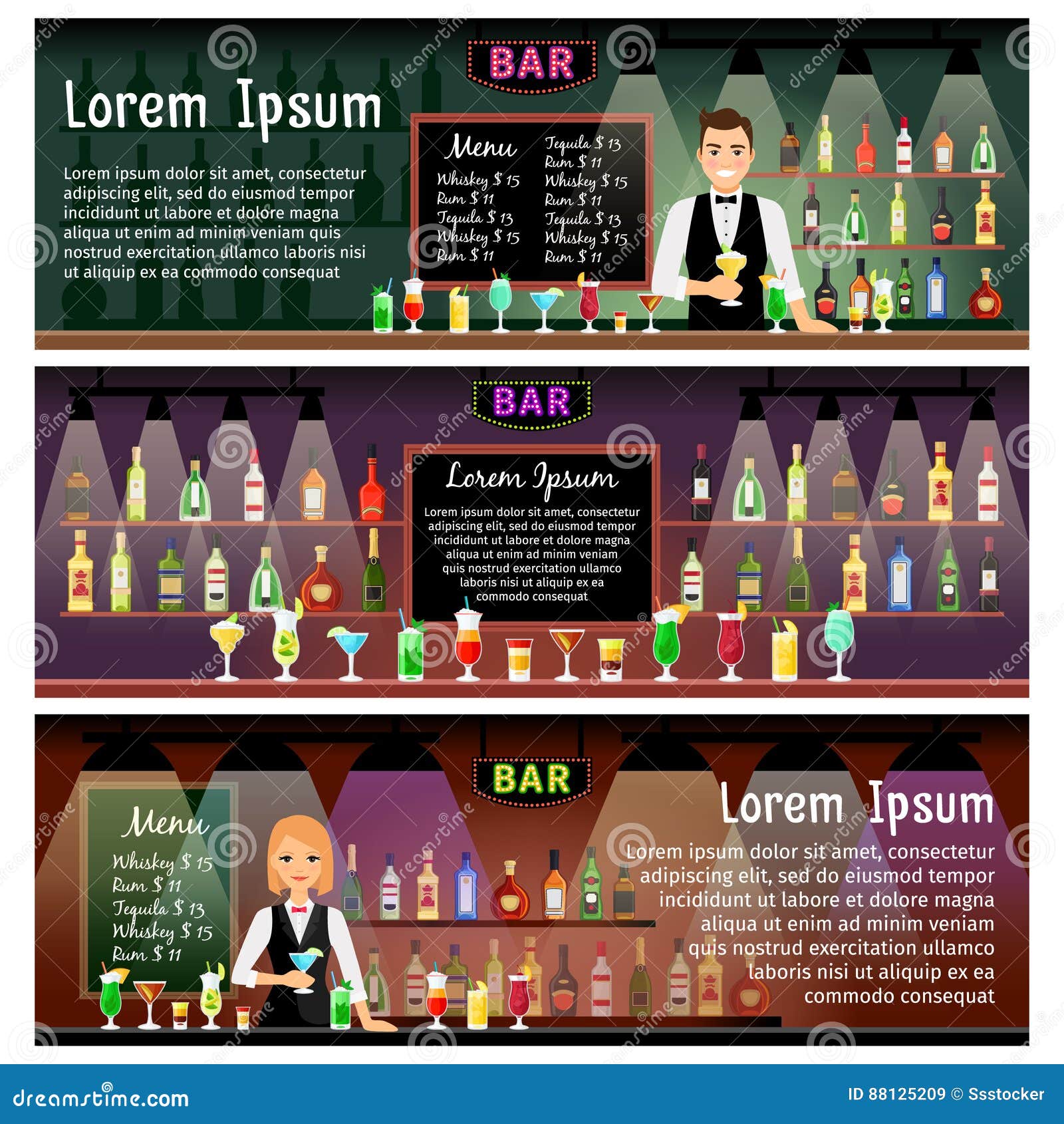 Bar banners set stock vector. Illustration of business - 88125209