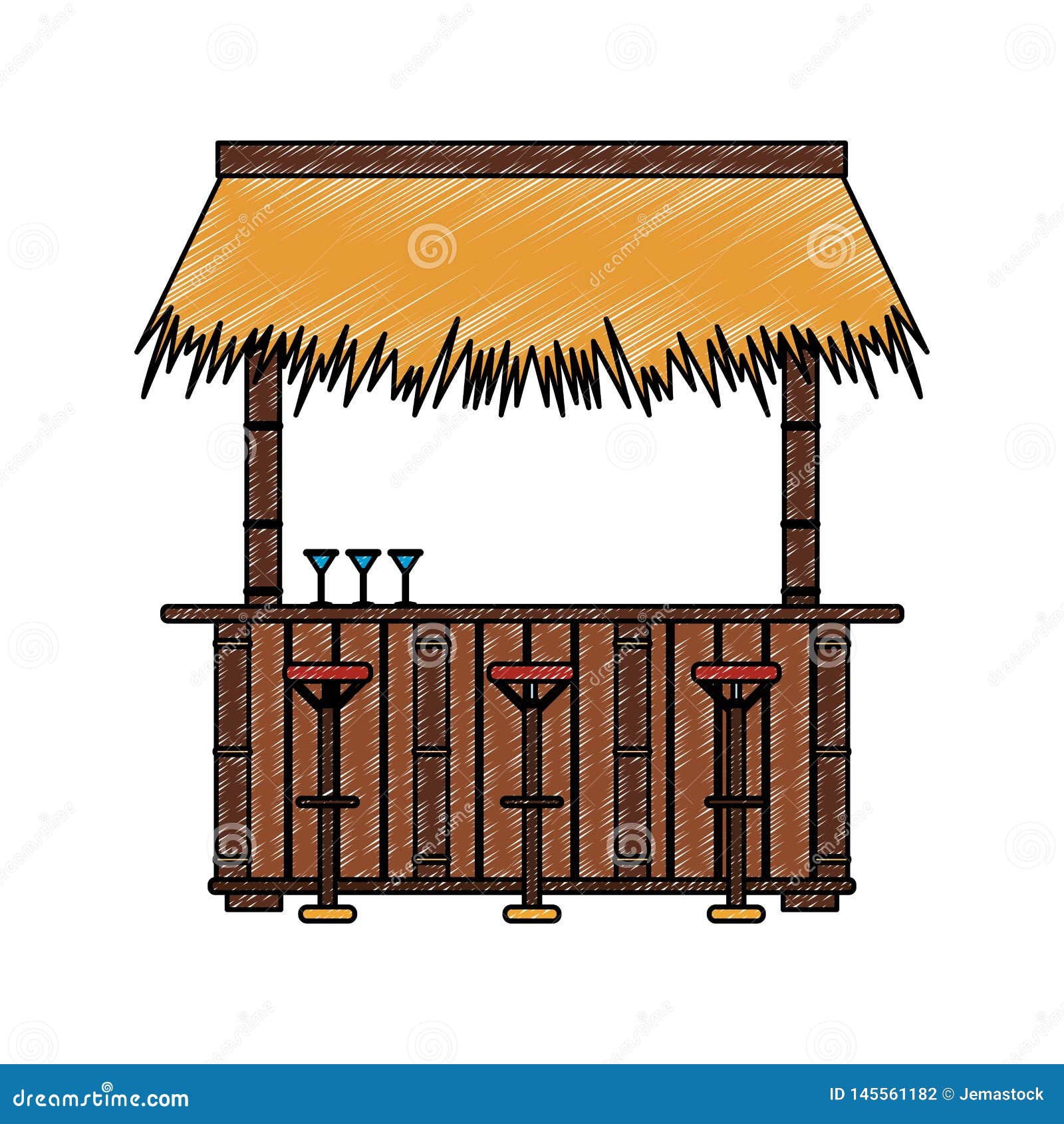 Bar beach kiosk scribble stock vector. Illustration of people - 145561182
