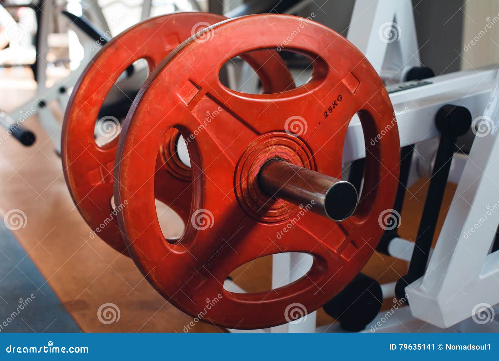 Bar-bell in the gym stock image. Image of heavy, muscle - 79635141
