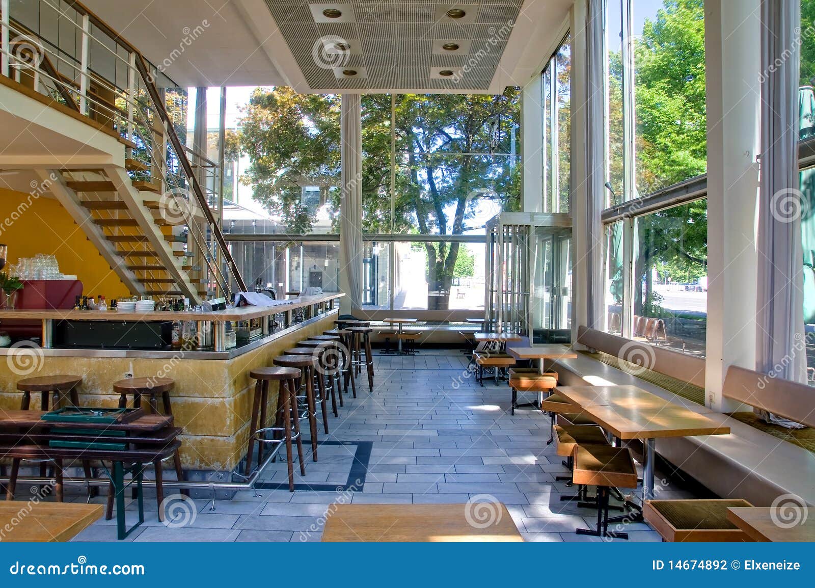 Bar with Big Windows in Berlin Stock Photo - Image of drink, germany ...