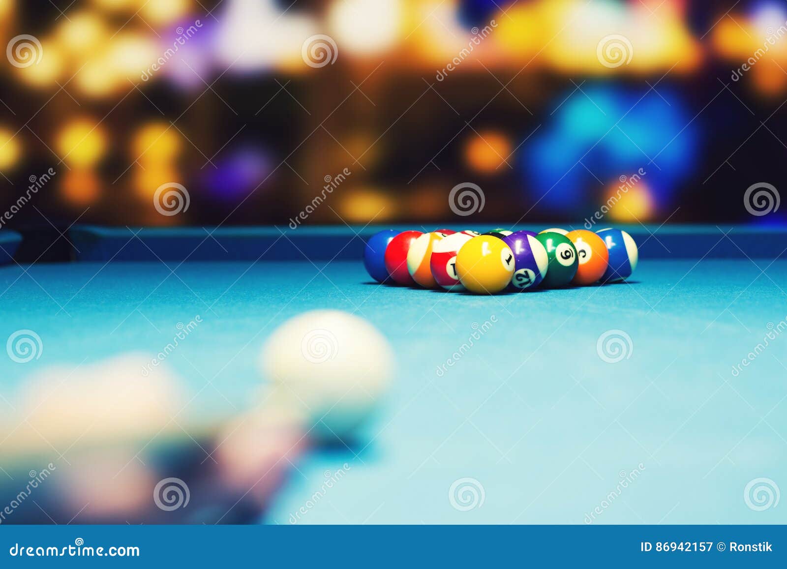 Bar Billiards - Ready for Break Shot Stock Image - Image of white ...