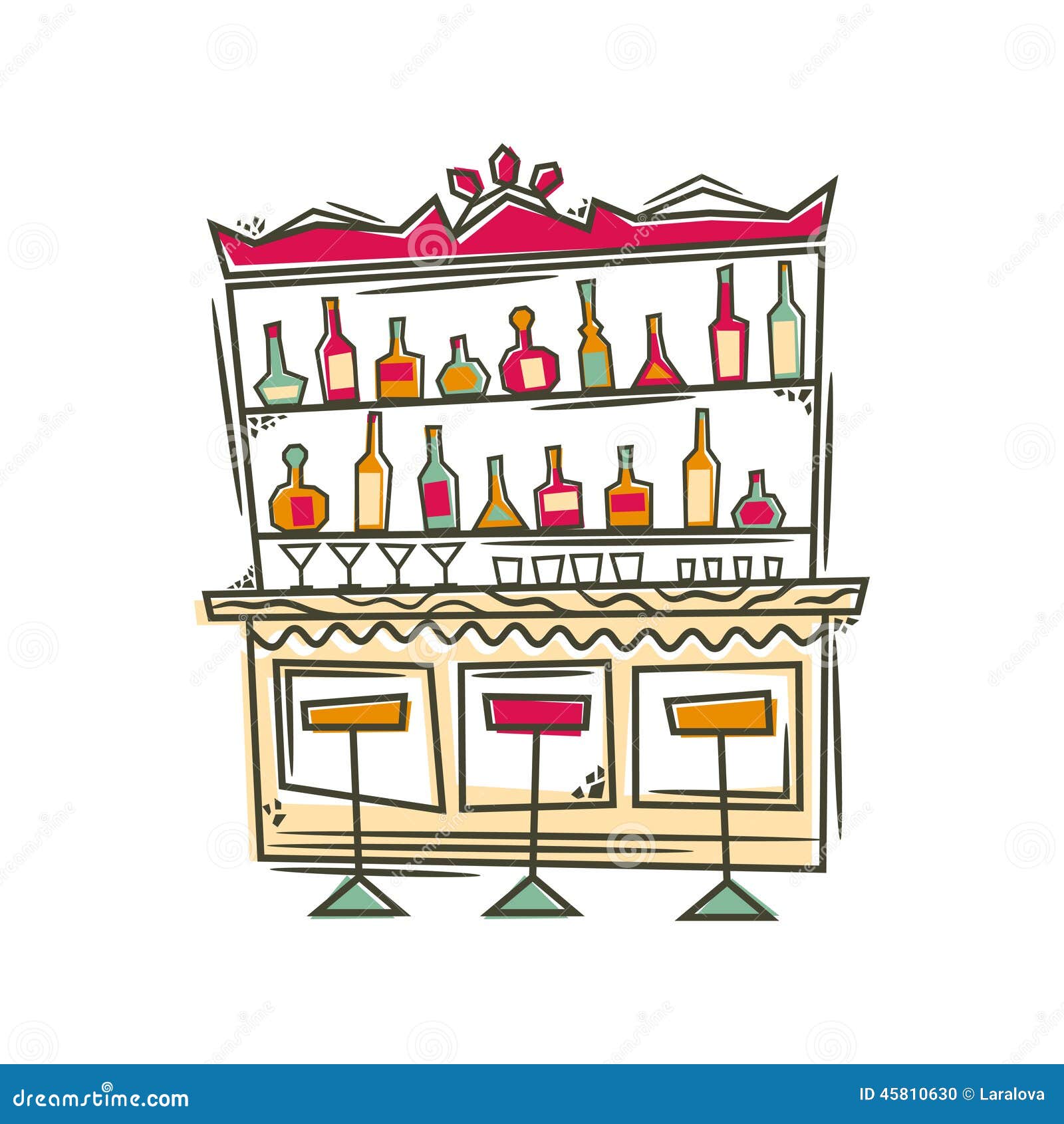 Bar stock vector. Illustration of counter, indoors, weekend - 45810630