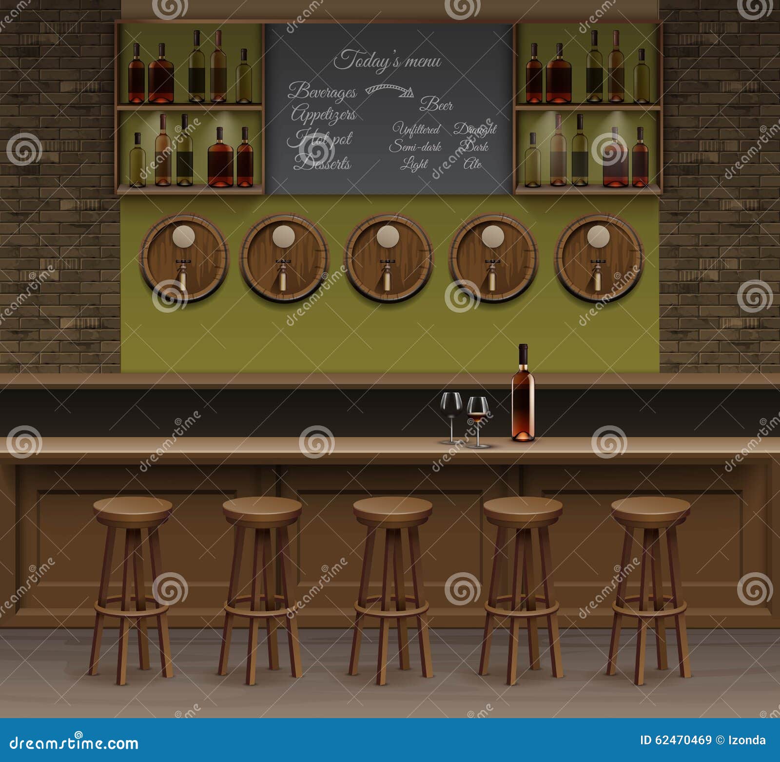 Bar Cafe Beer Cafeteria Counter Desk Interior Illustration ...