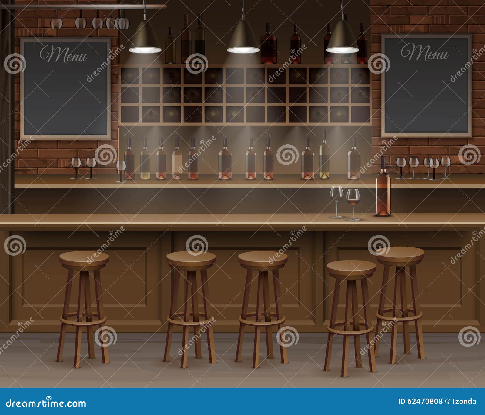 Bar Cafe Beer Cafeteria Counter Desk Interior Vector Stock Vector ...