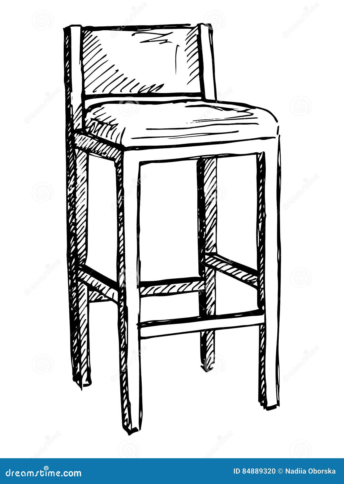 Bar Chair Isolate on White Background. Vector Illustration in a Sketch ...