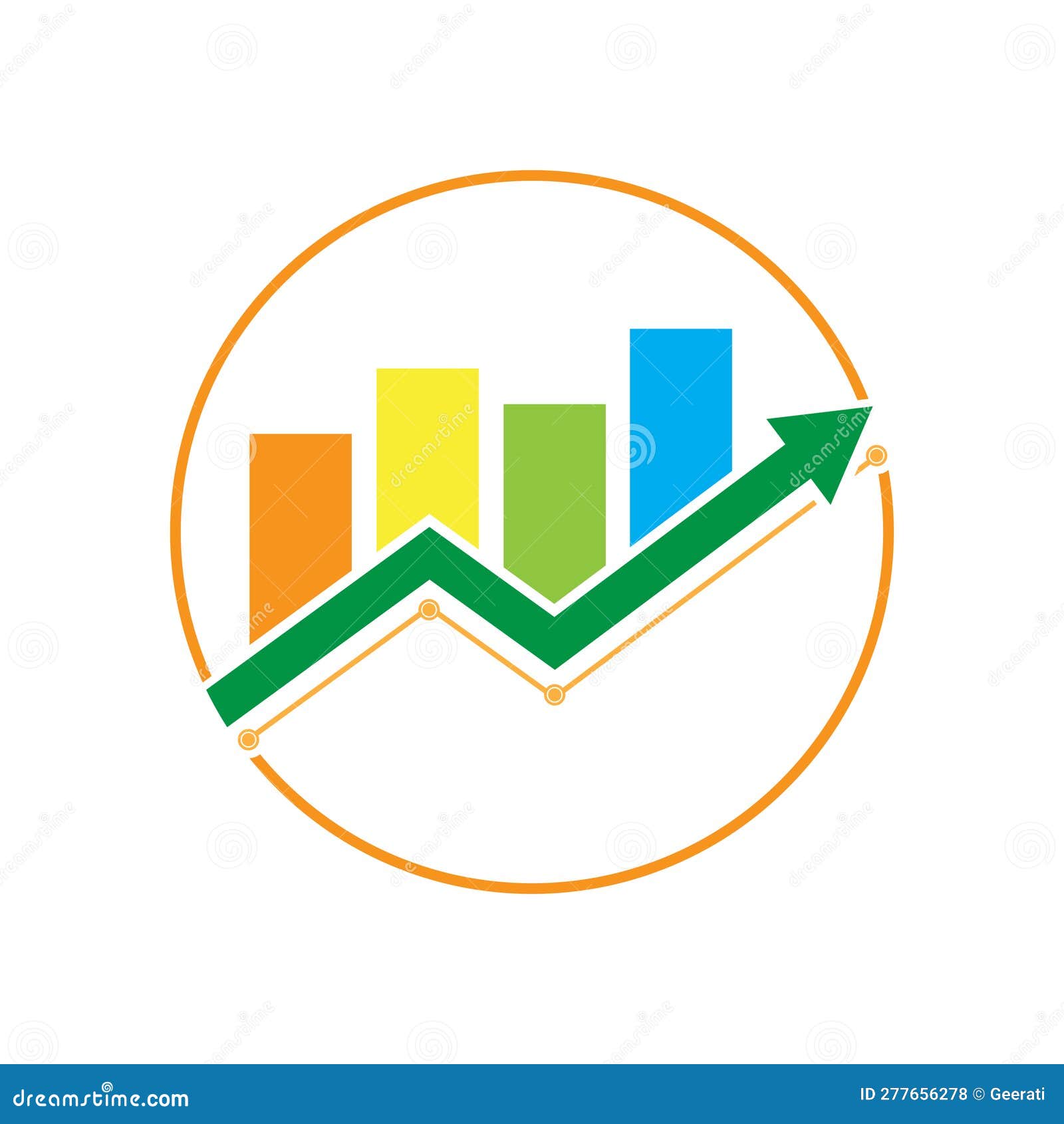 Business Growth Chart Logo with Arrow, Bar and Line Chart Diagram Stock ...