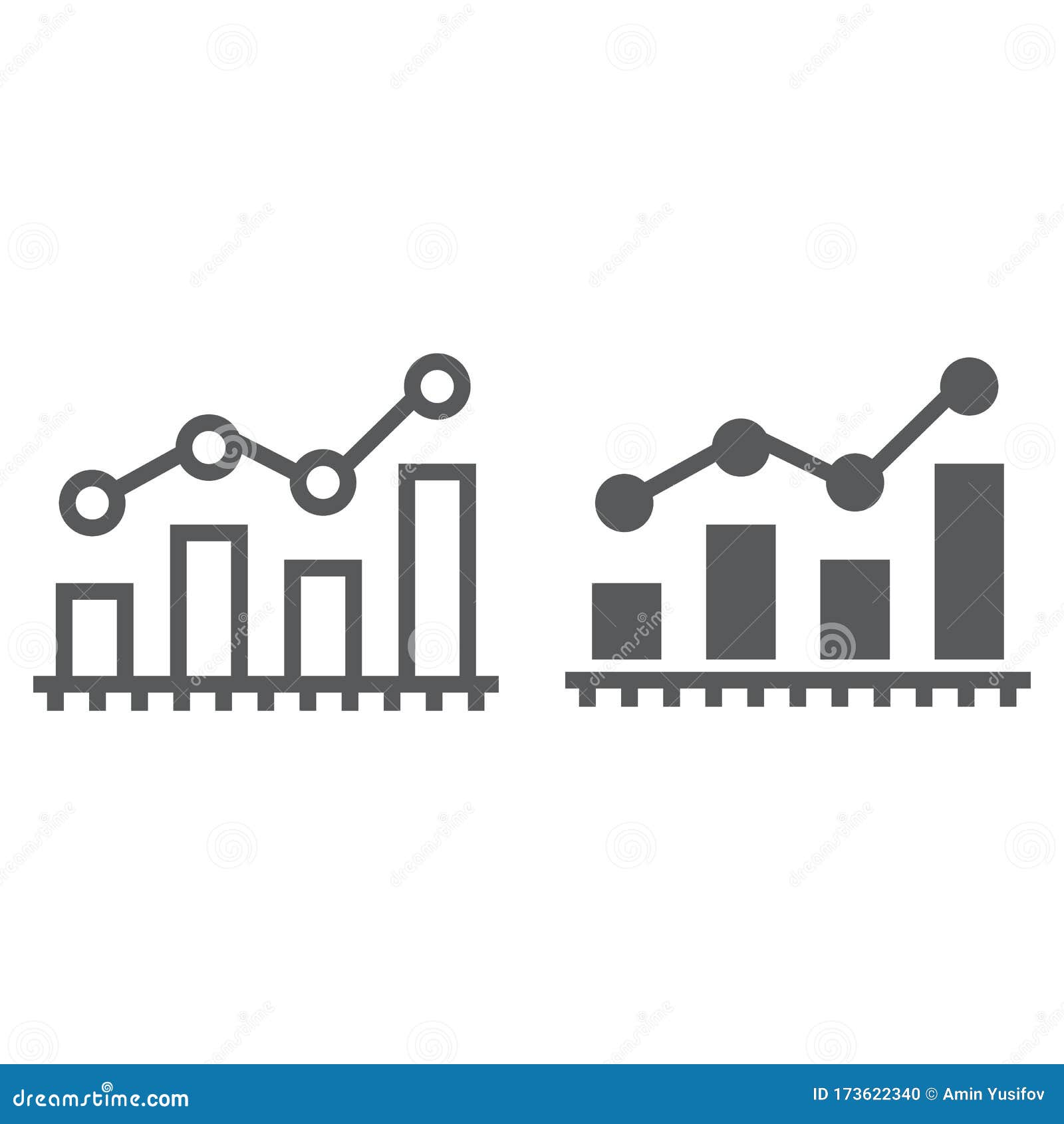 Bar Chart Analytics Line and Glyph Icon, Business and Finance, Graph Sign, Vector Graphics, a ...