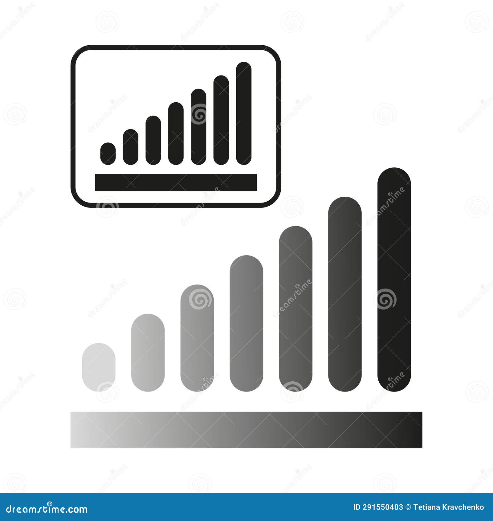 Bar Chart Bar Graph Symbol. Rounded Rectangle Chart Concept. Vector ...
