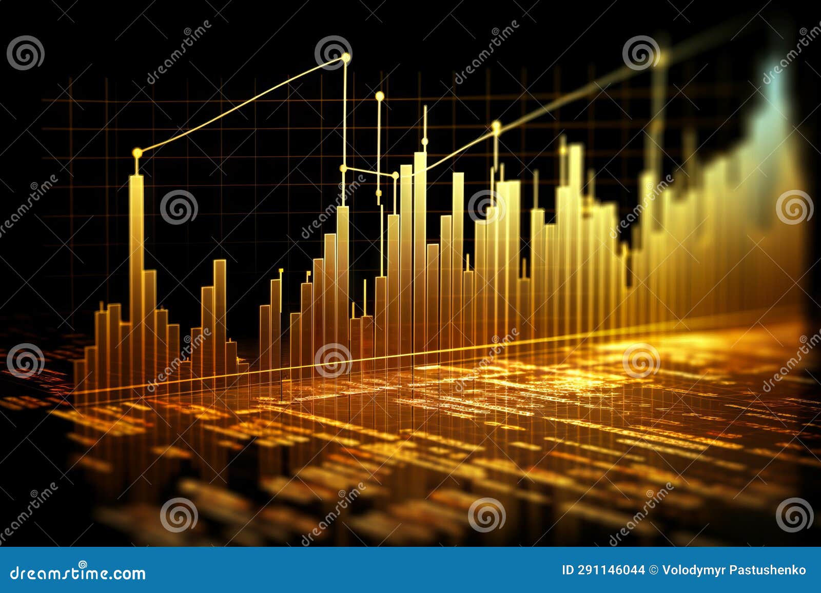 Bar Chart with Black Background and Yellow Lines on it. Generative AI ...