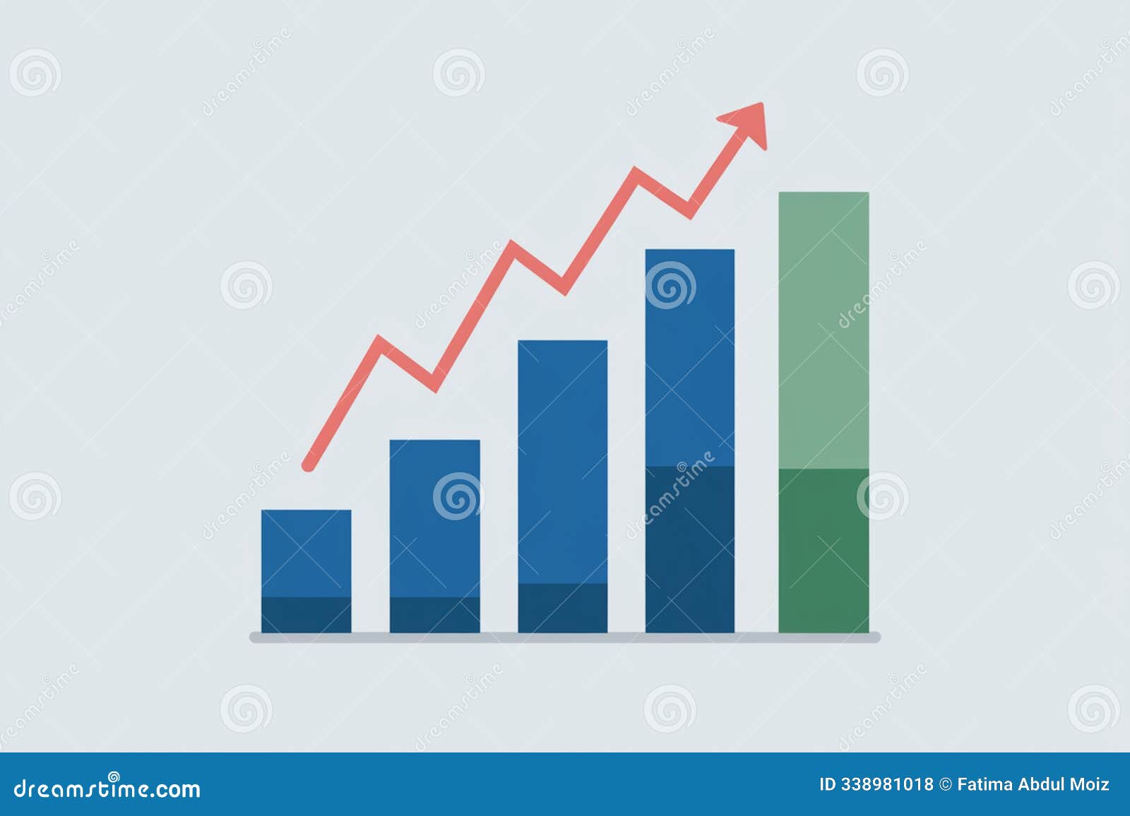 Bar Chart with Blue Bars and Red Line Shows Changes Stock Illustration ...