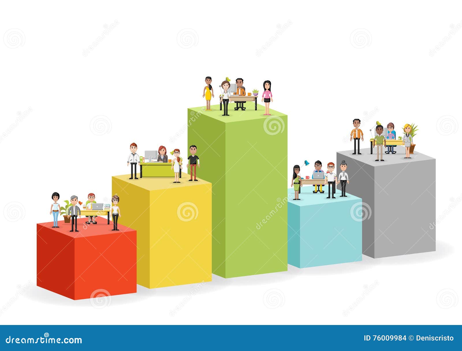 Bar Chart with Business People Working Stock Vector - Illustration of ...
