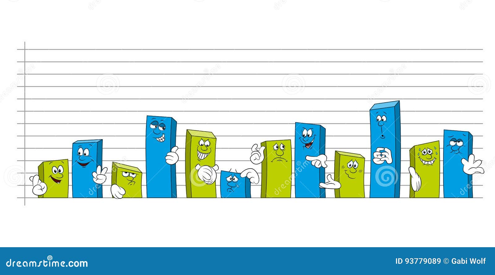 Bar Chart with Cartoon Faces and Hands Stock Vector - Illustration of ...