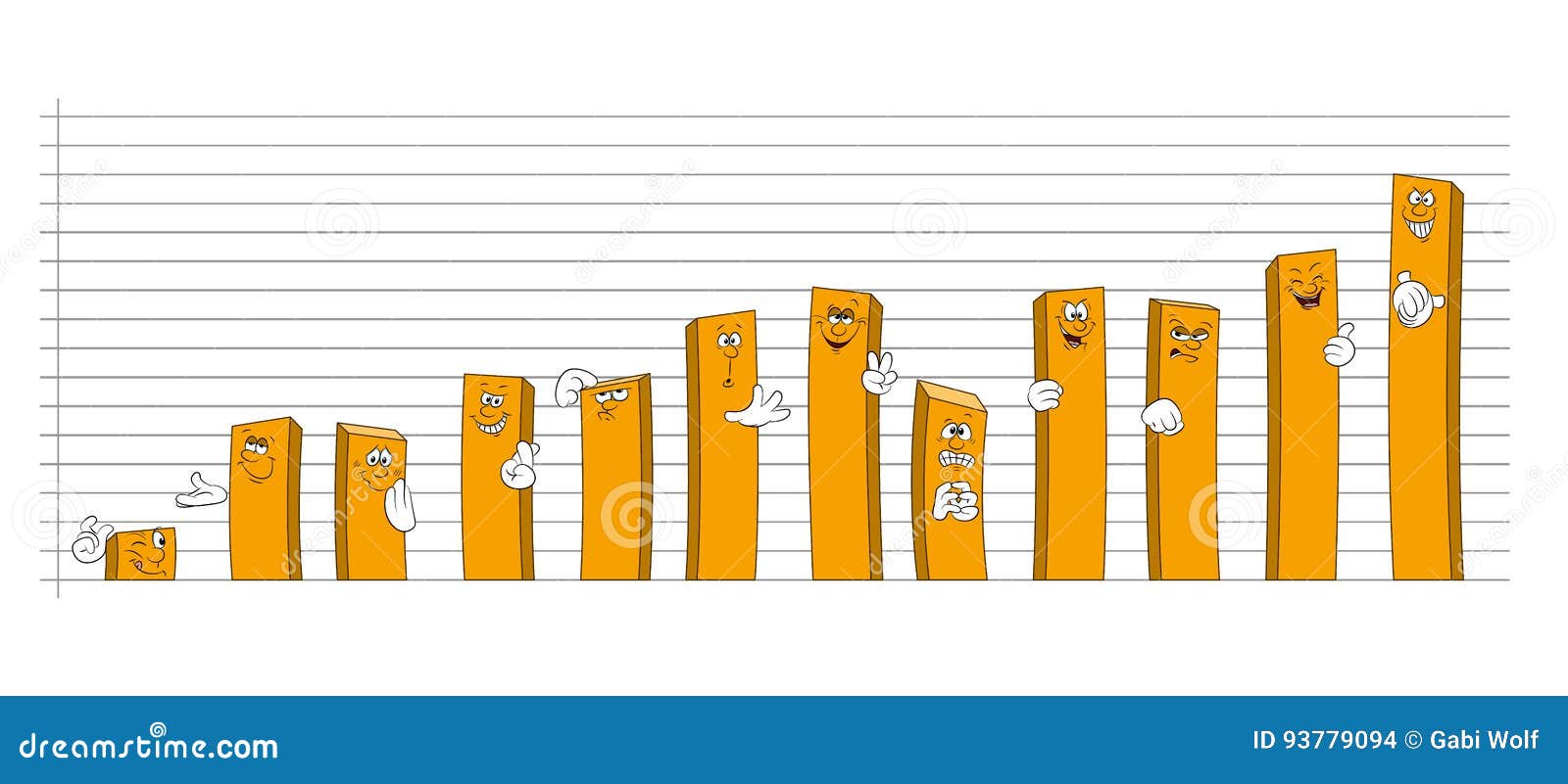 Bar Chart with Cartoon Faces and Hands Stock Vector - Illustration of ...