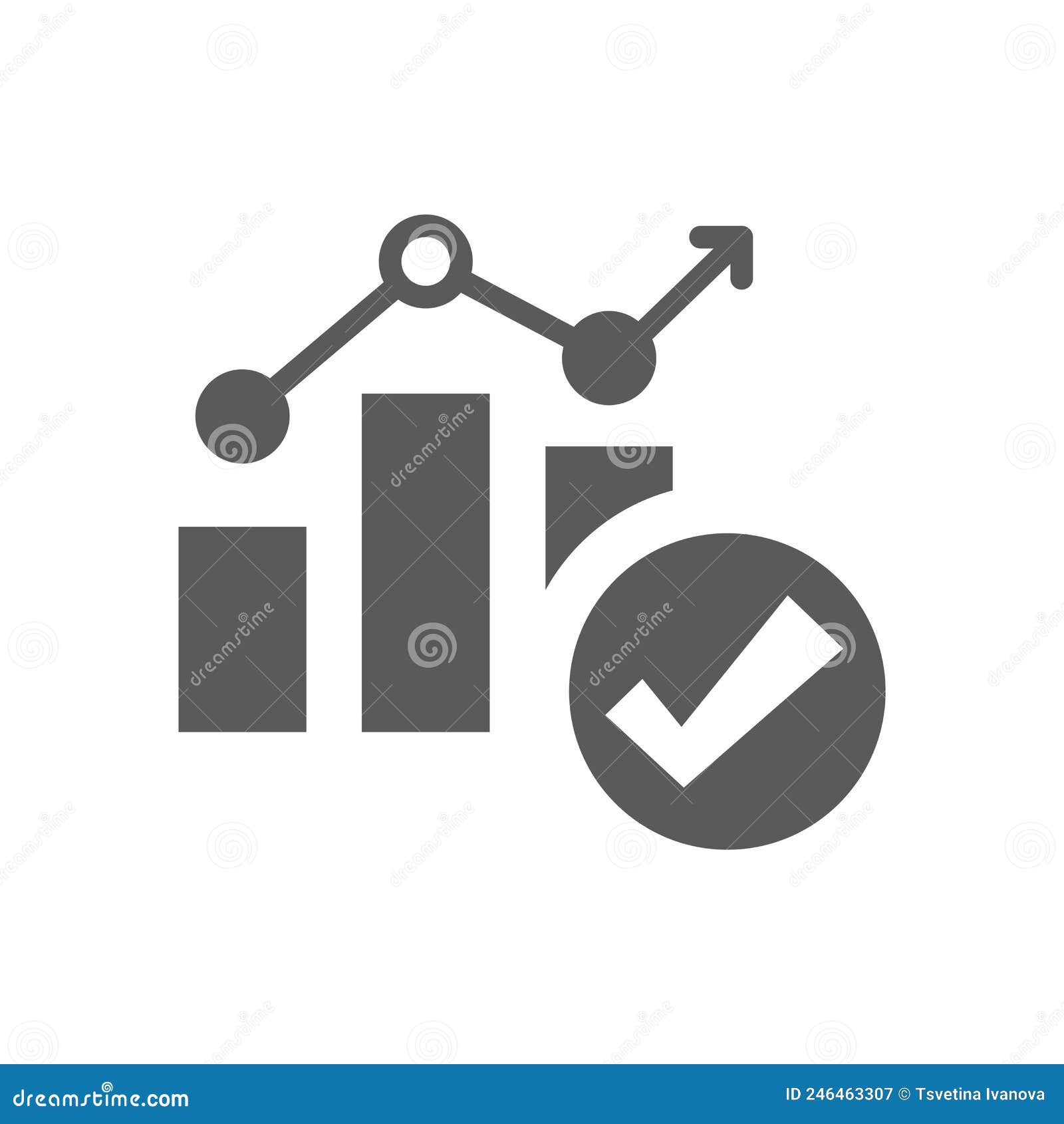 Bar Chart with Checkmark Black Vector Icon Stock Vector - Illustration ...