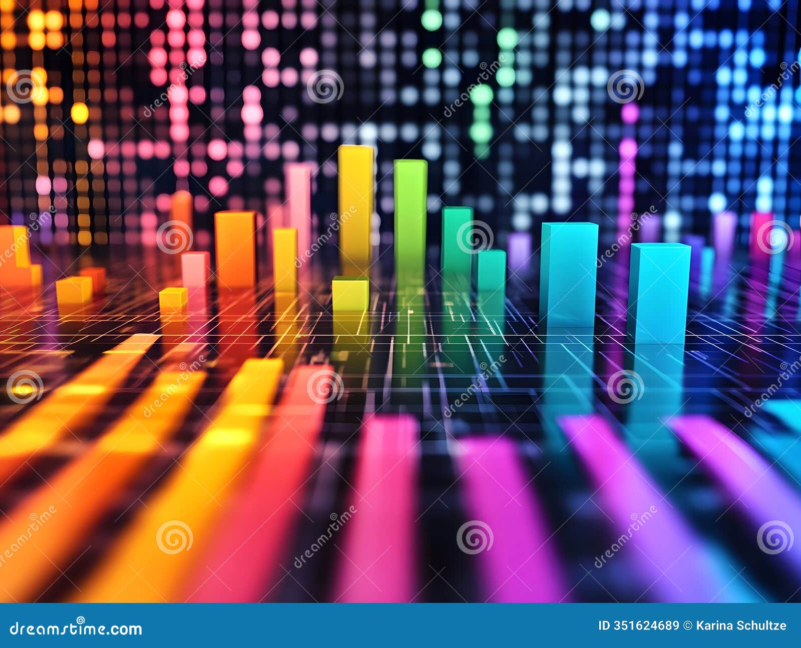 Bar Chart with Colorful Bars Rising from a Digital Graph Stock ...