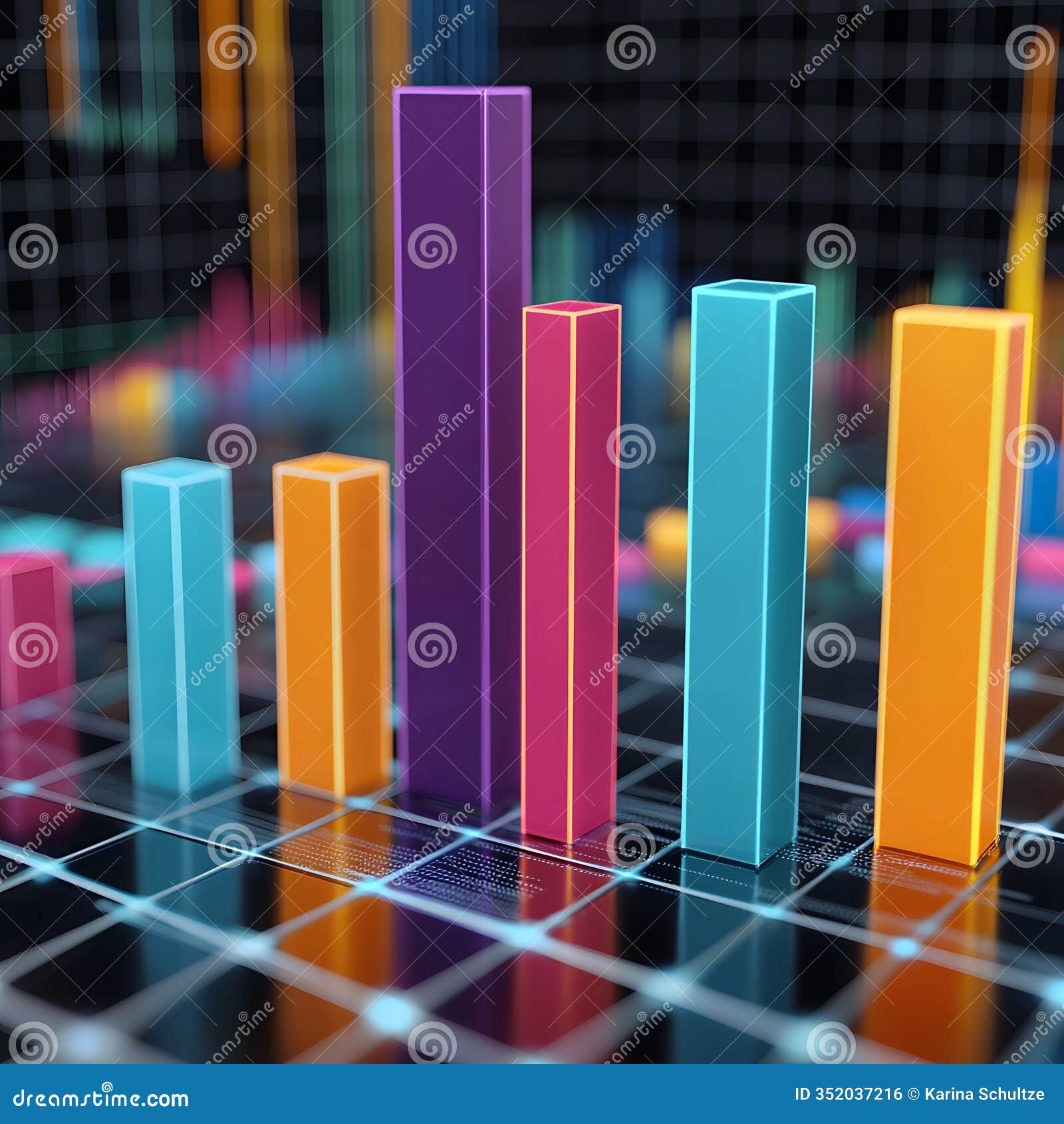 Bar Chart with Colorful Bars Rising from a Digital Graph Stock ...