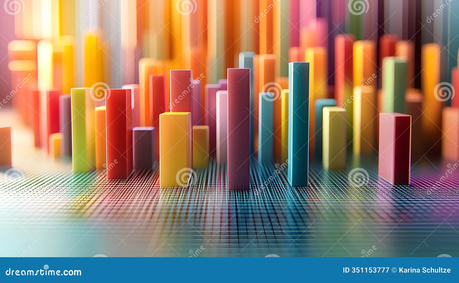 Bar Chart with Colorful Bars Rising from a Digital Graph Stock ...