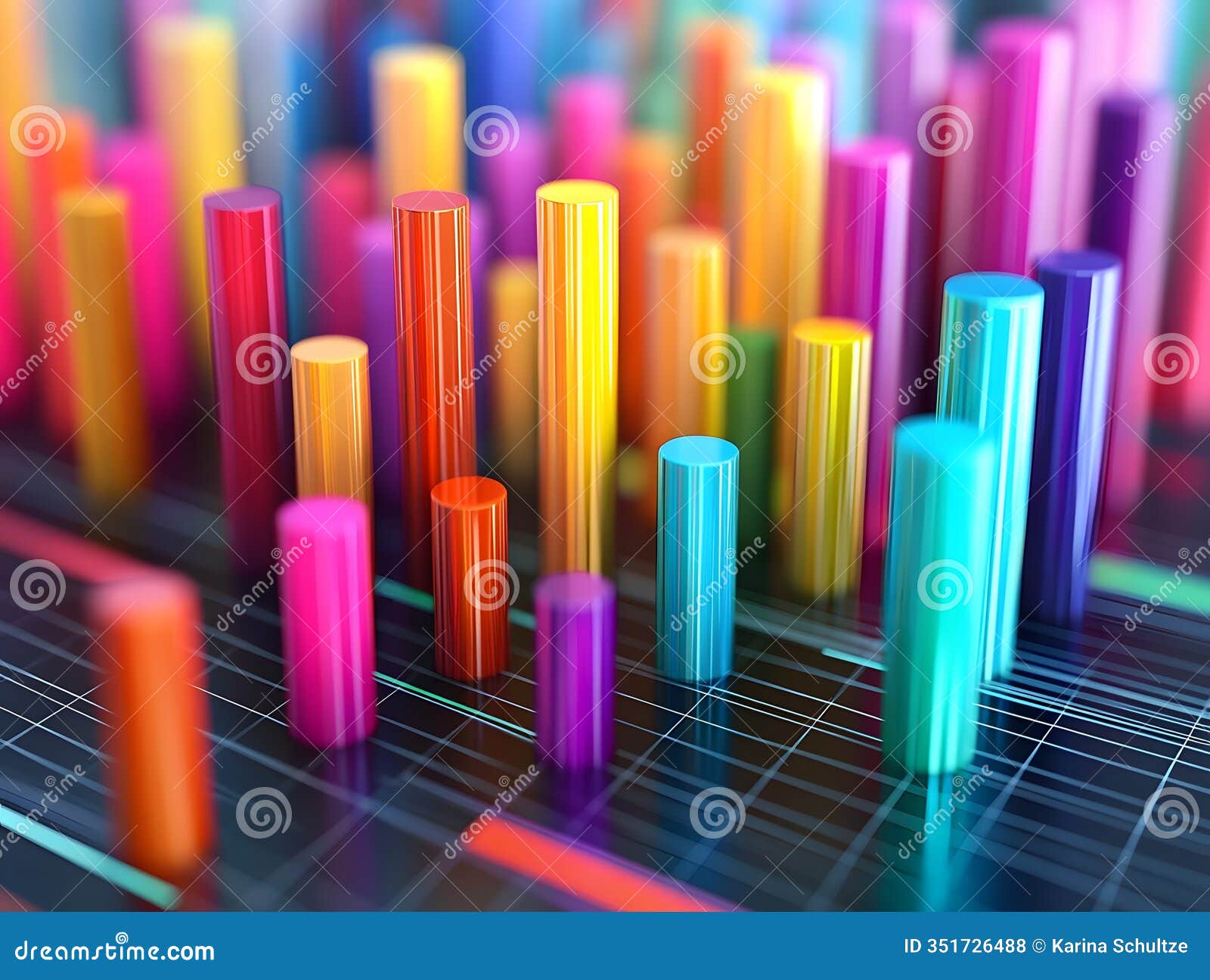 Bar Chart with Colorful Bars Rising from a Digital Graph Stock ...