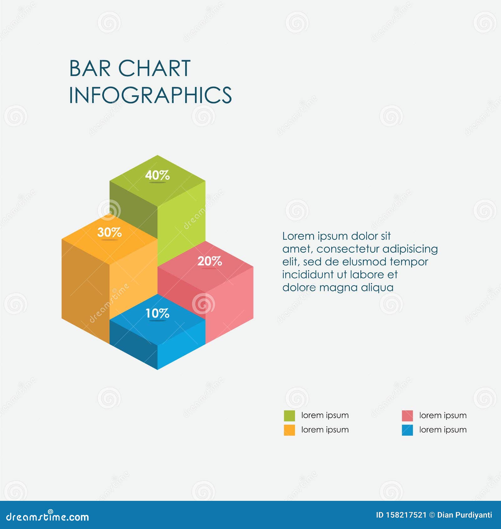 Bar Chart 3D Infographics Elements Vector, Flat Design, Full Color ...