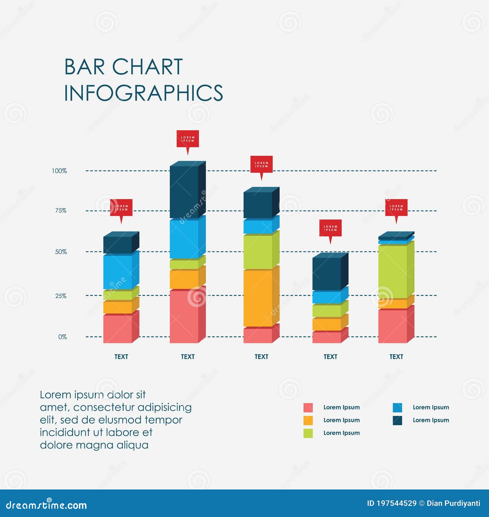 Bar Chart Data Infographics Elements 3D Vector Flat Design, Graphic ...