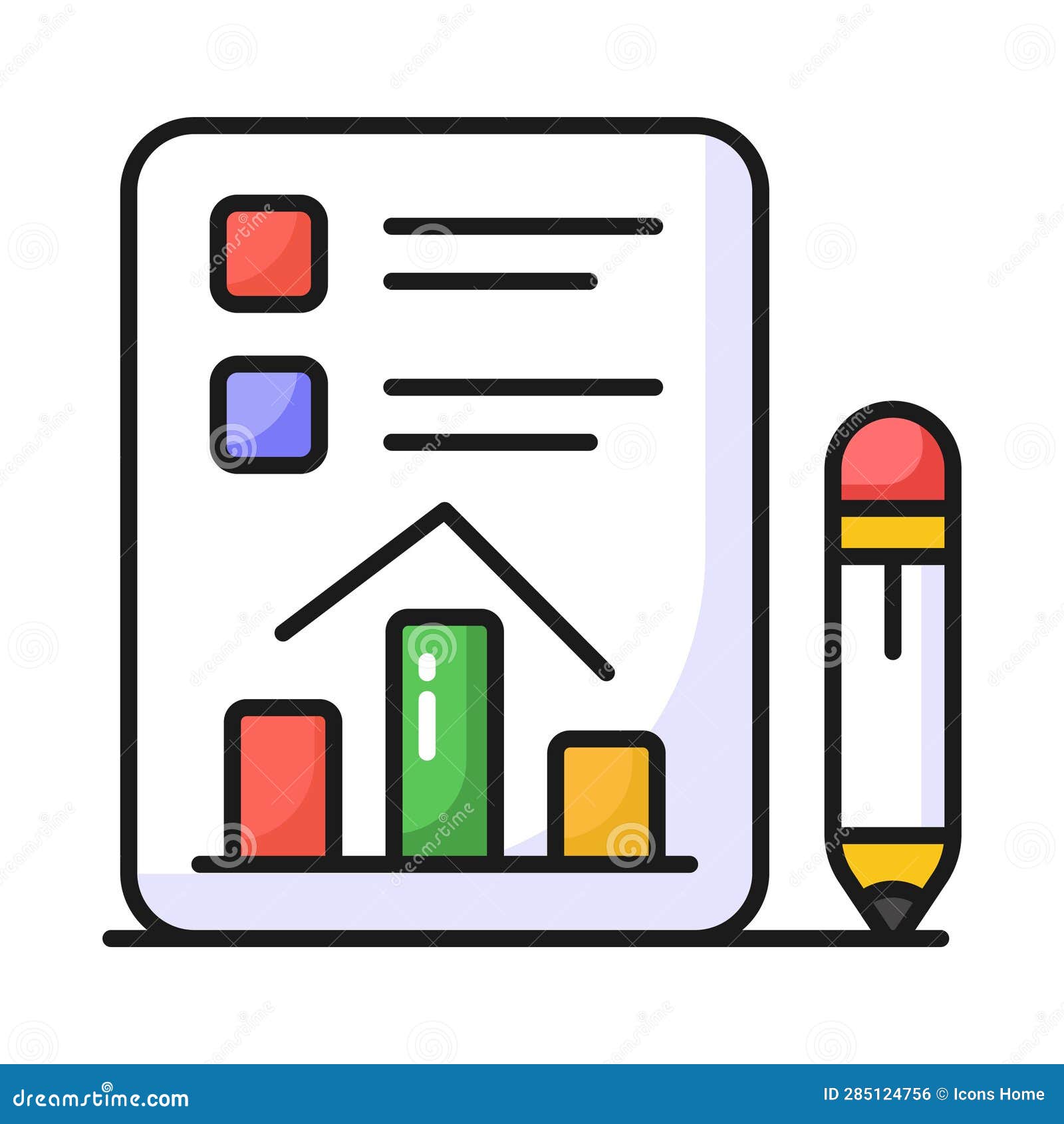 Bar Chart on Document Showing Vector Design of Data Report in Trendy Style Stock Vector ...