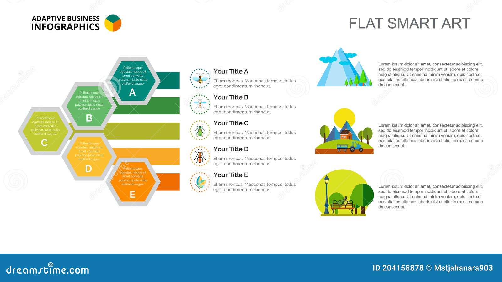 Bar Chart with Five Elements Template Stock Vector - Illustration of ...