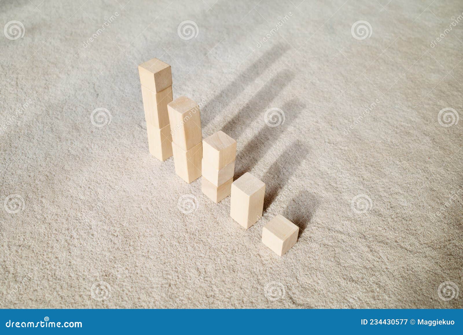 Bar Graph Made by Wooden Bricks and Their Shadows Stock Image - Image ...