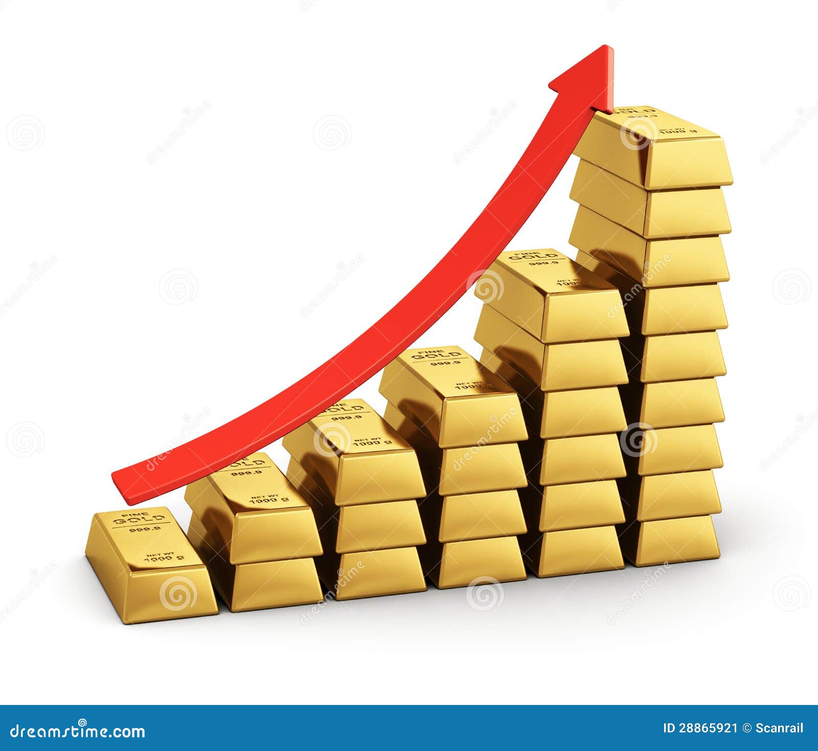 Bar chart from gold ingots stock illustration. Illustration of business ...