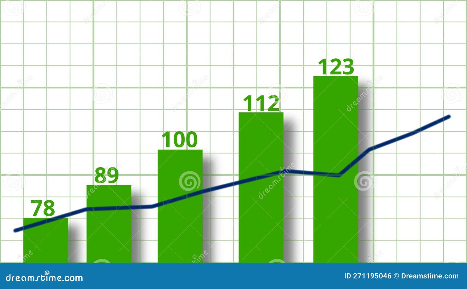 Bar Chart Graph Showing Growth Green Grid Stock Illustration ...