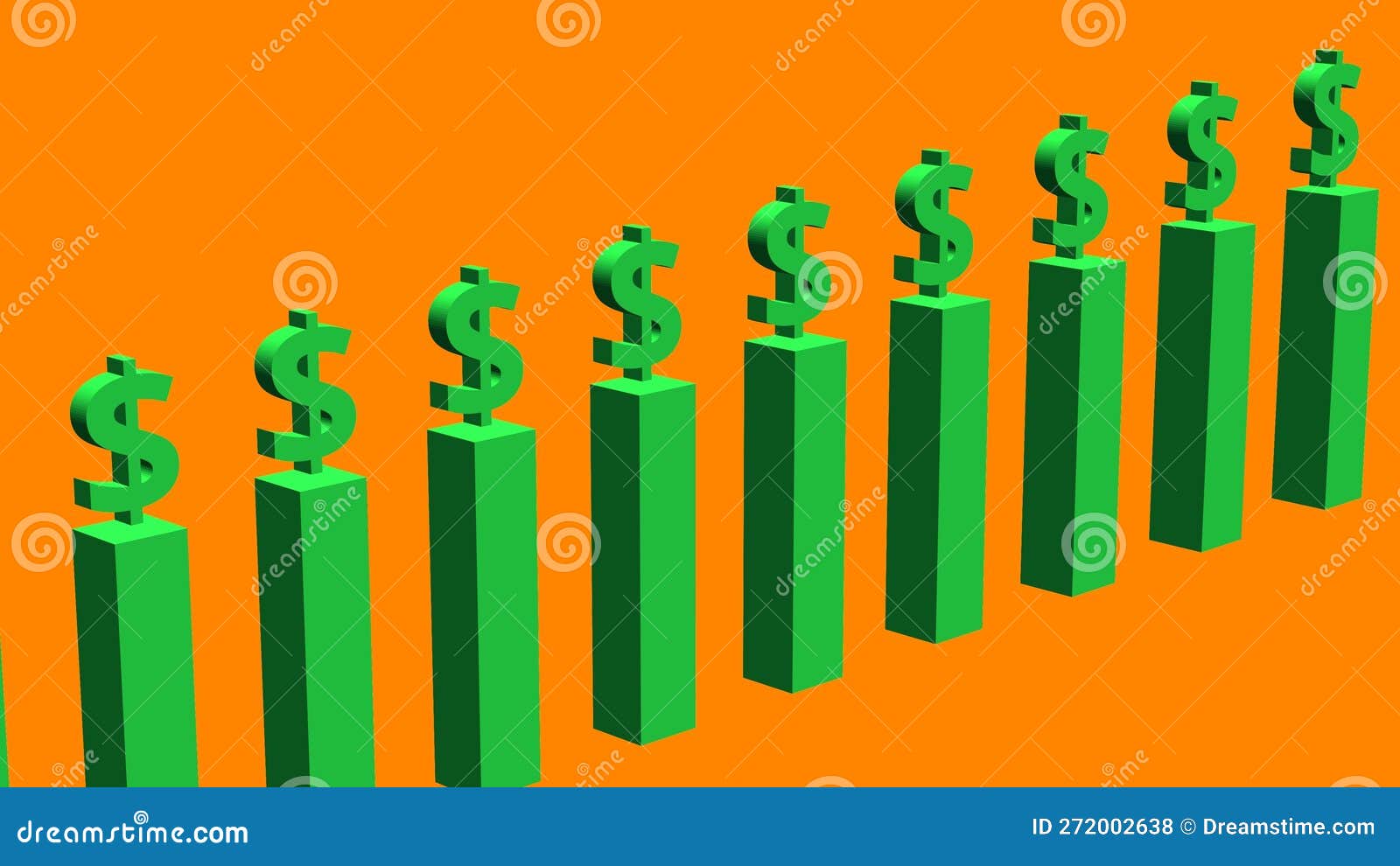 Bar Chart Graph Showing Growth on Orange Background Stock Illustration ...