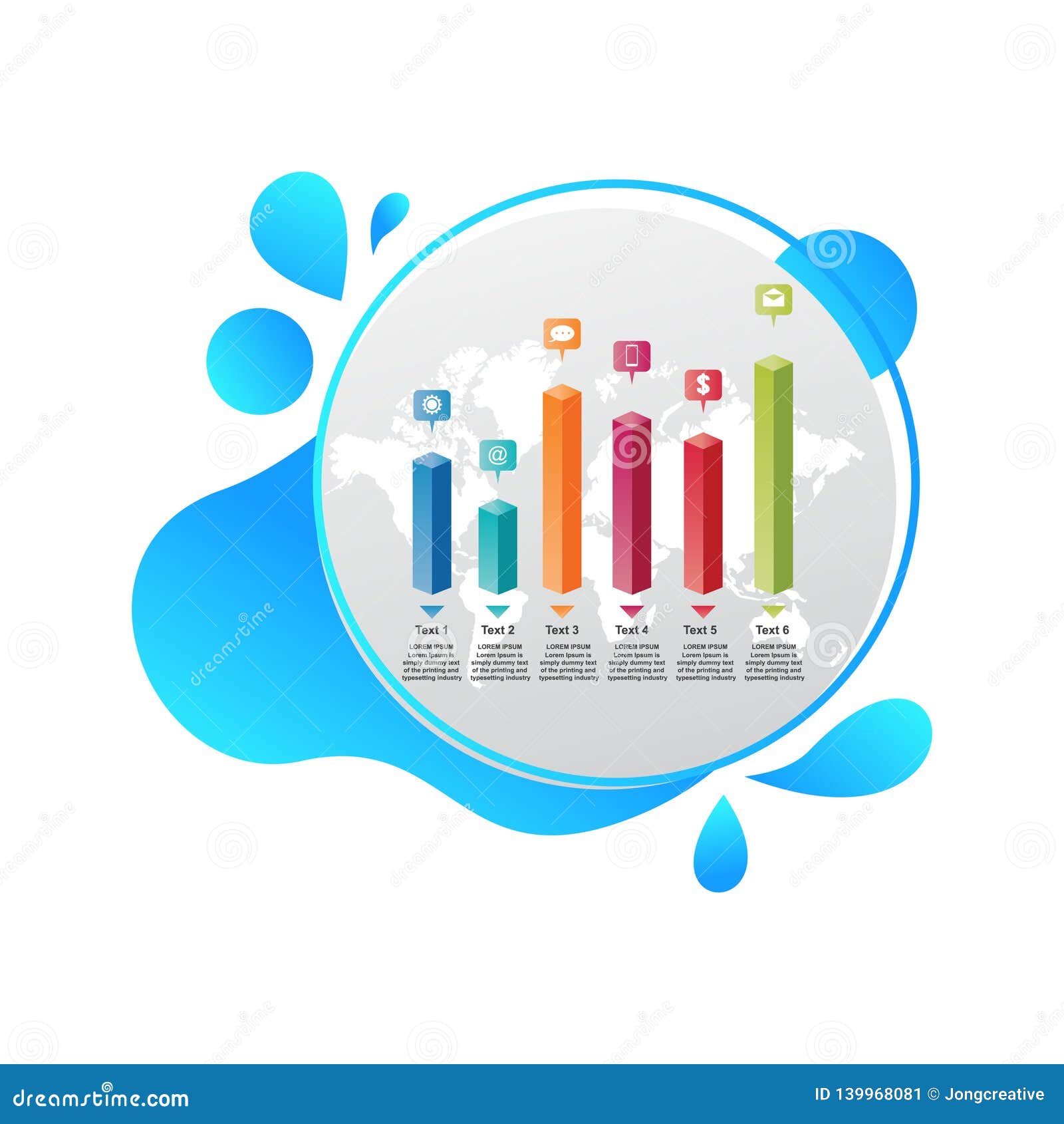 Bar Chart Graph Statistical Business Infographic in Gradient Fluid ...