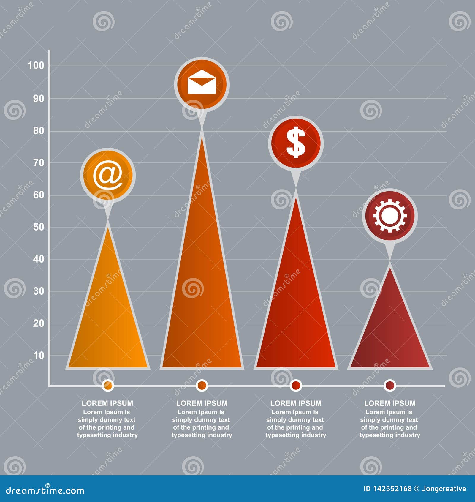 Bar Chart Graph Triangle Pyramid Statistical Business Infographic Stock ...