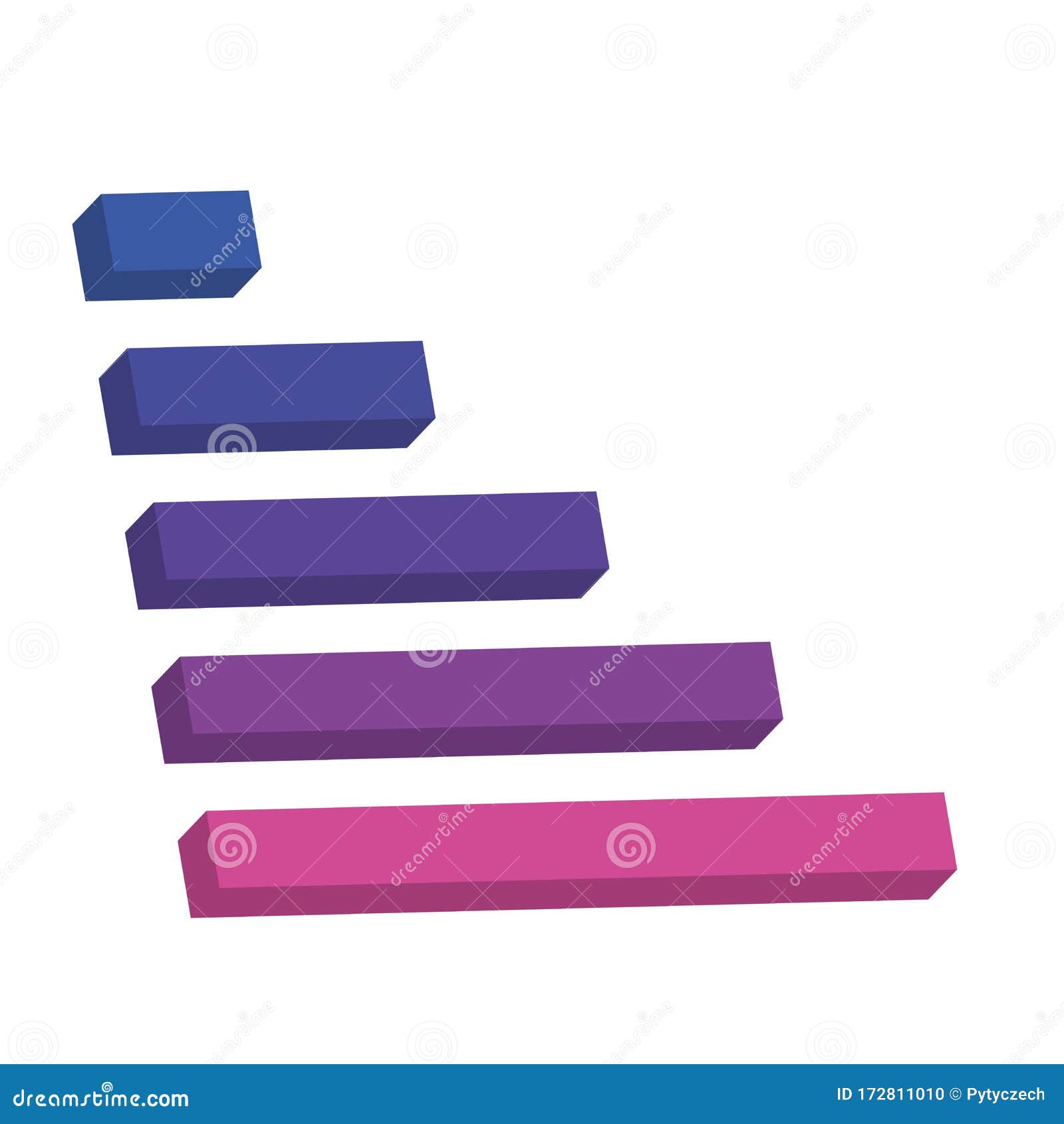Bar Chart of 5 Growing Columns. 3D Isometric Colorful Vector Graph ...