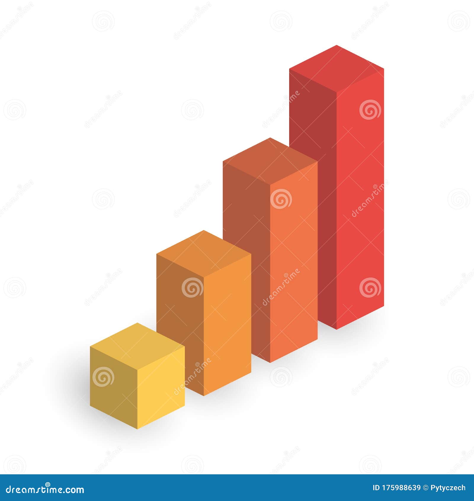 Bar Chart of 4 Growing Columns. 3D Isometric Colorful Vector Graph ...