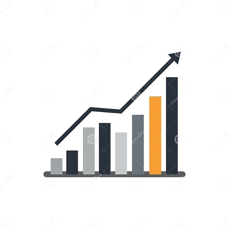 Bar Chart Growth Representation in Flat Design Vector Art Stock Vector ...