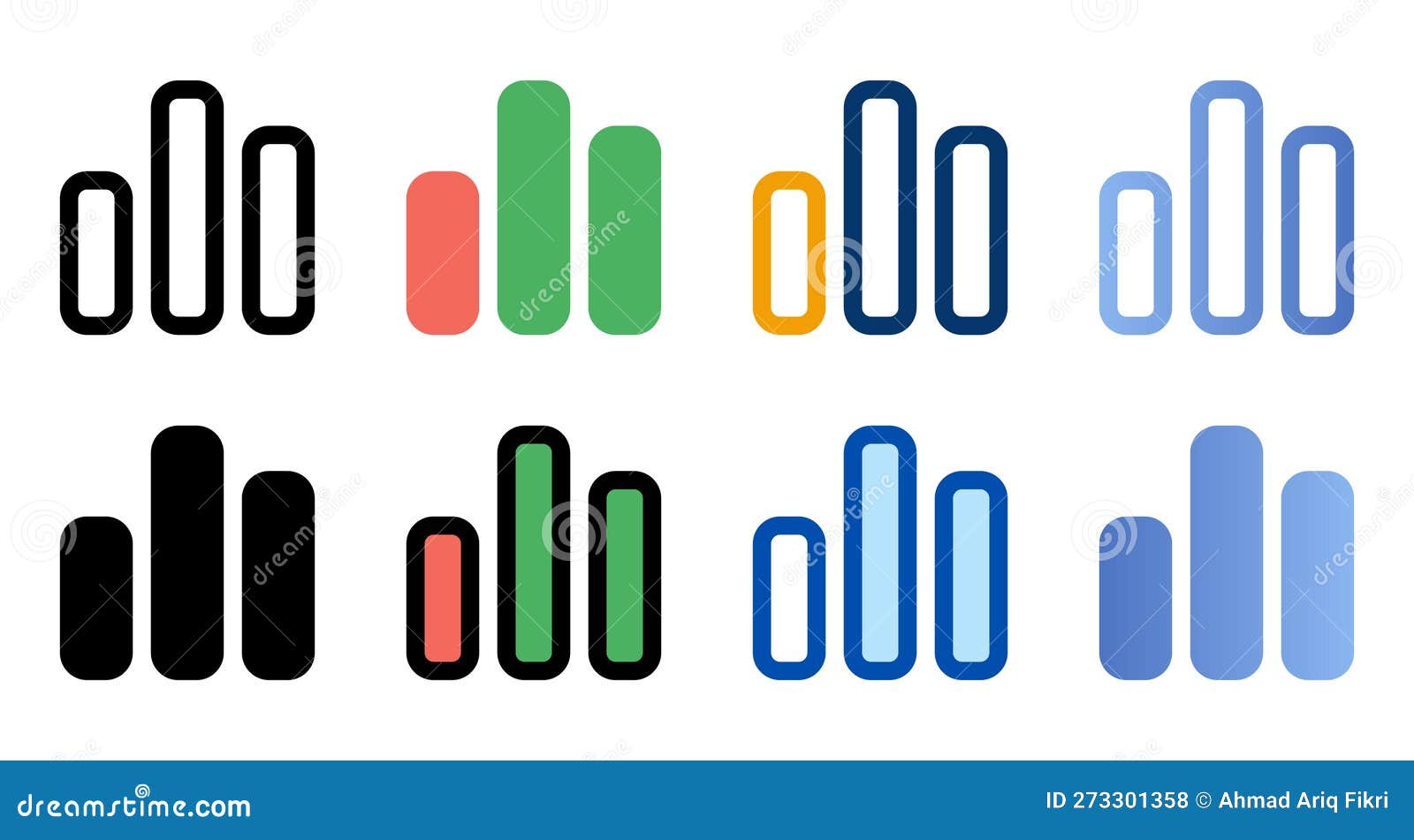 Bar Chart Icons in Different Style. Bar Chart Icons. Different Style Icons Set Stock Vector ...