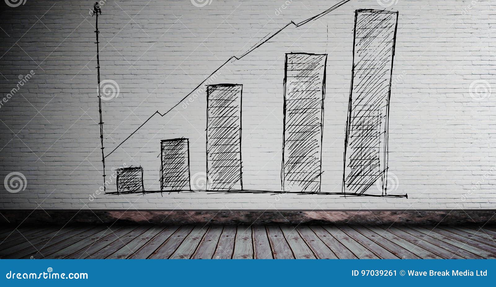 Bar Chart Incremental Drawn on Wall in Room Stock Image - Image of ...
