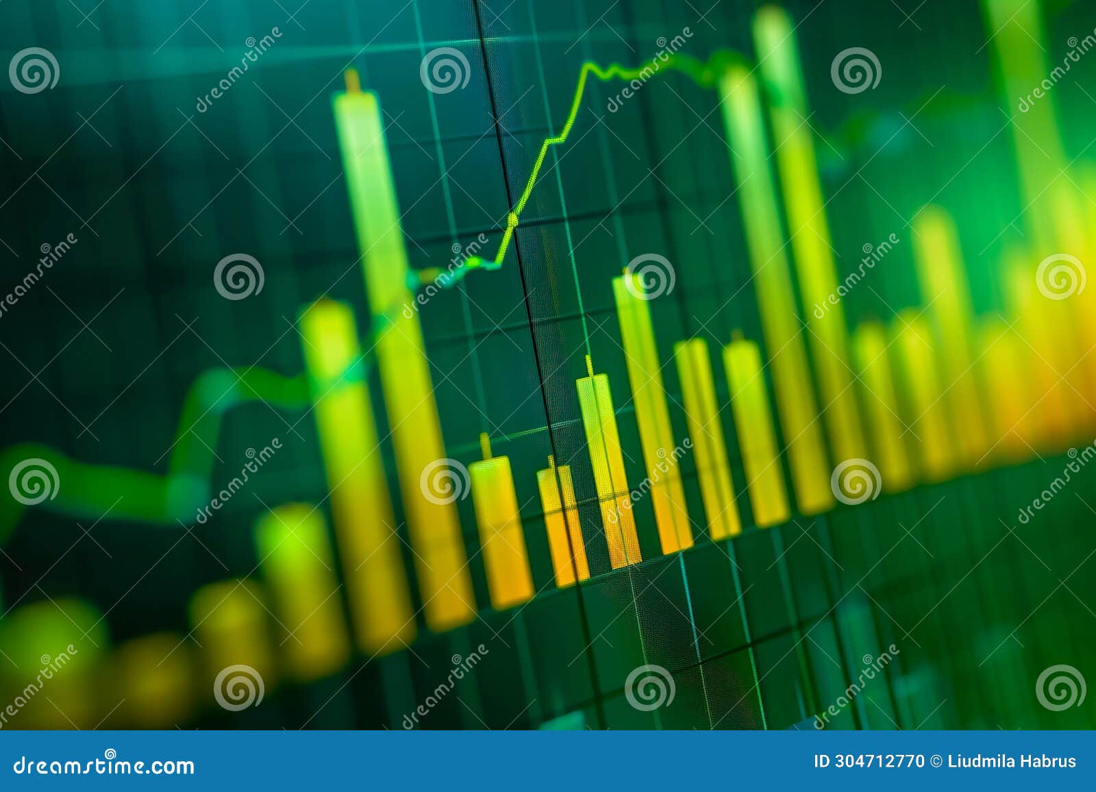Bar Chart Index with a Green Background and a Yellow Line Stock ...