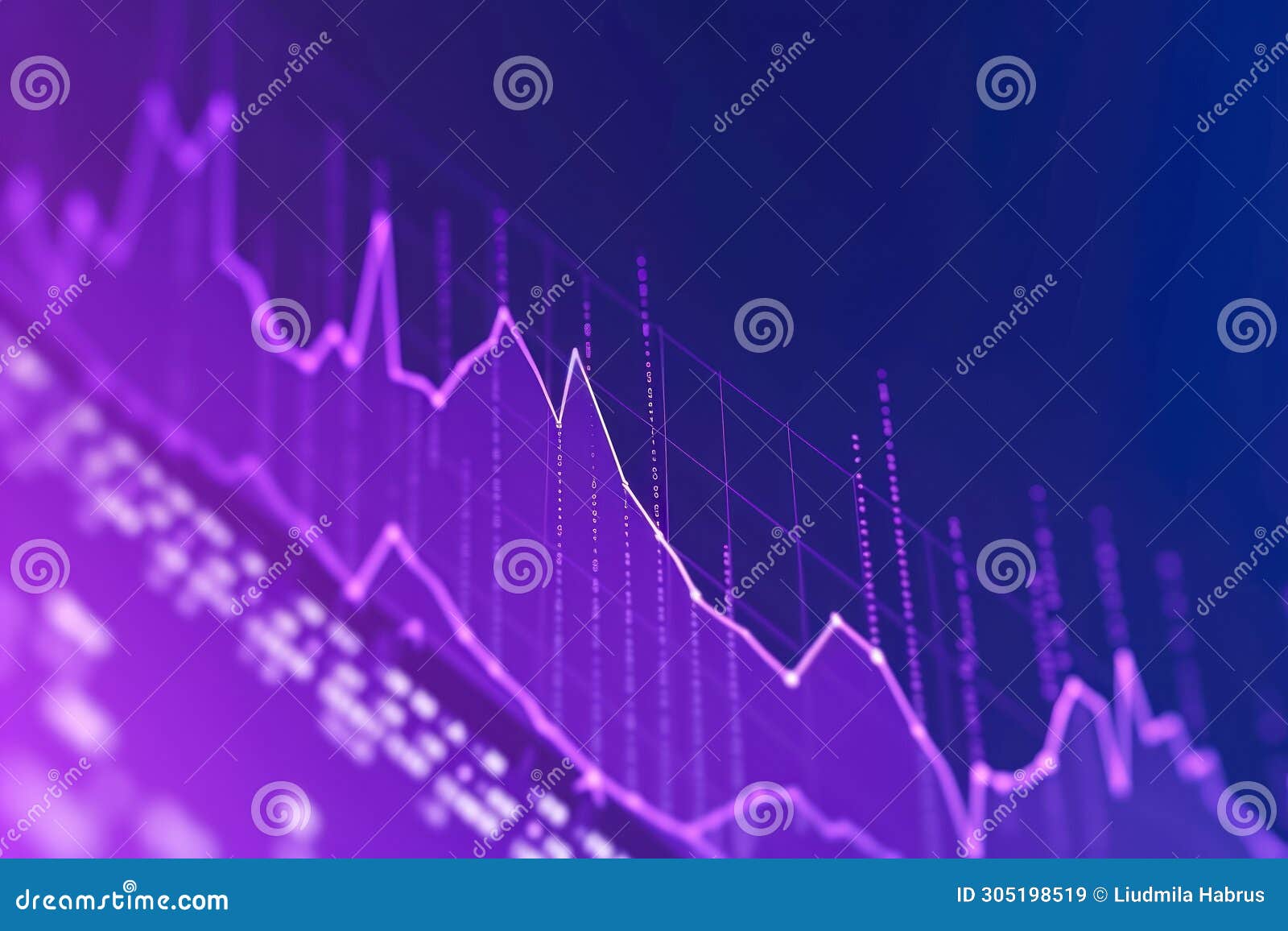 Bar Chart Index for the Past 5 Years with a Purple Background Stock ...