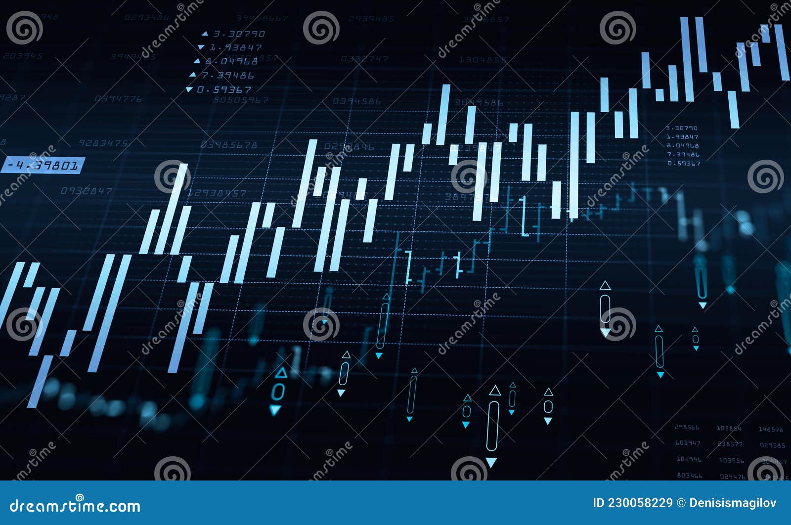 Bar Chart with Indicators and Data on Table Background Stock ...