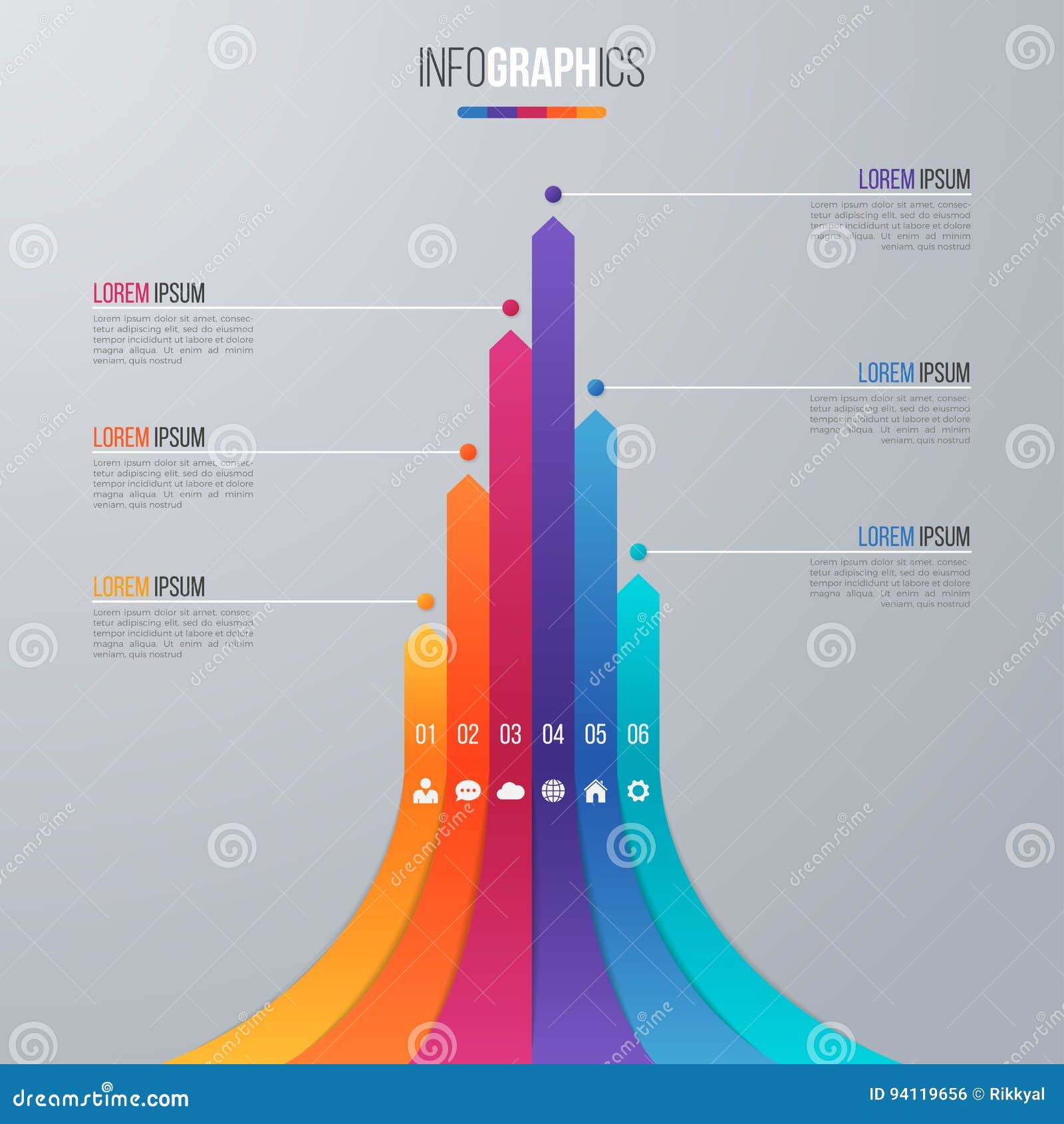 Bar Chart Infographic Template with 6 Options. Stock Vector ...