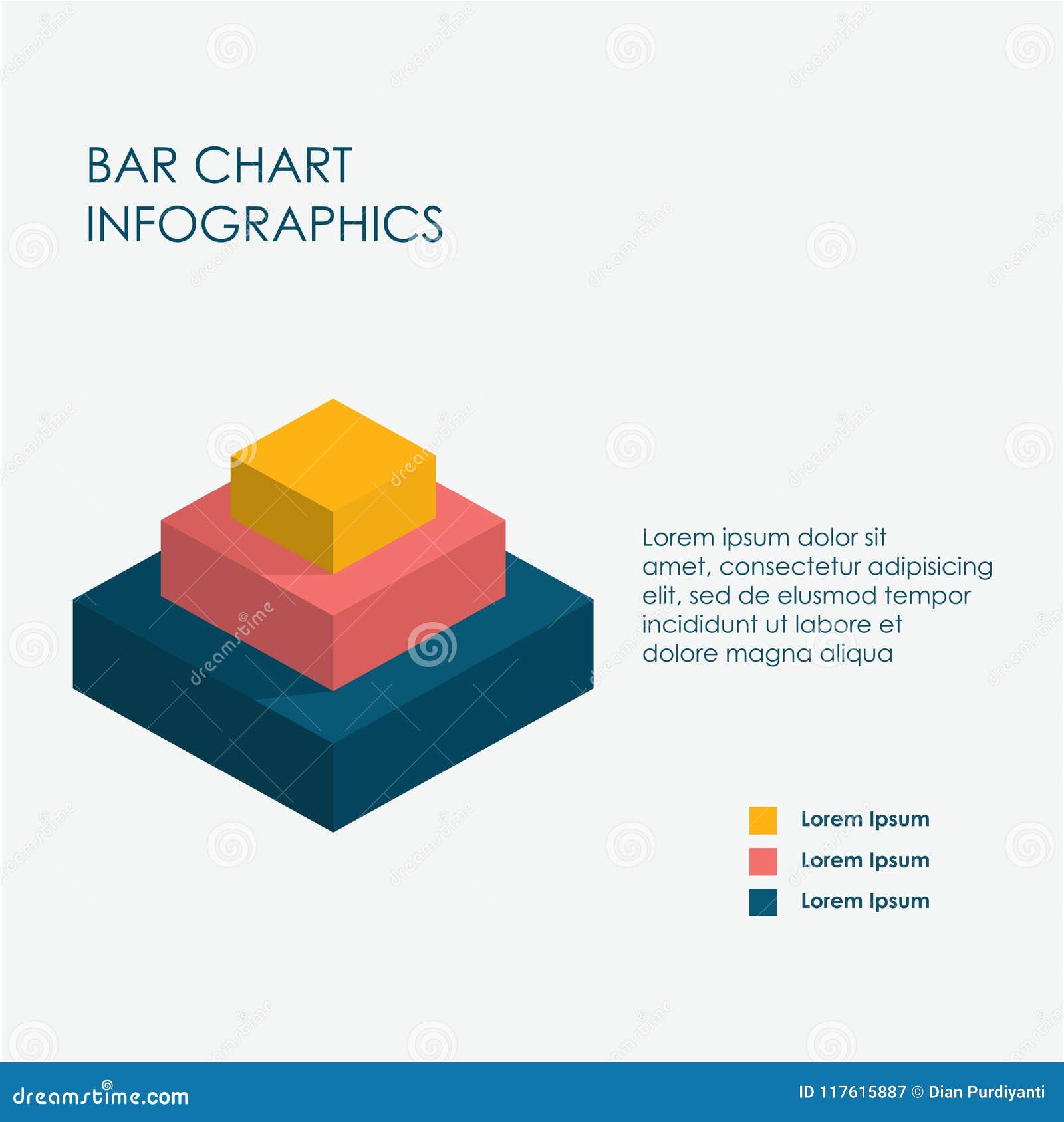 Bar Chart Infographics Elements 3D Vector Flat Design, Full Color Stock ...