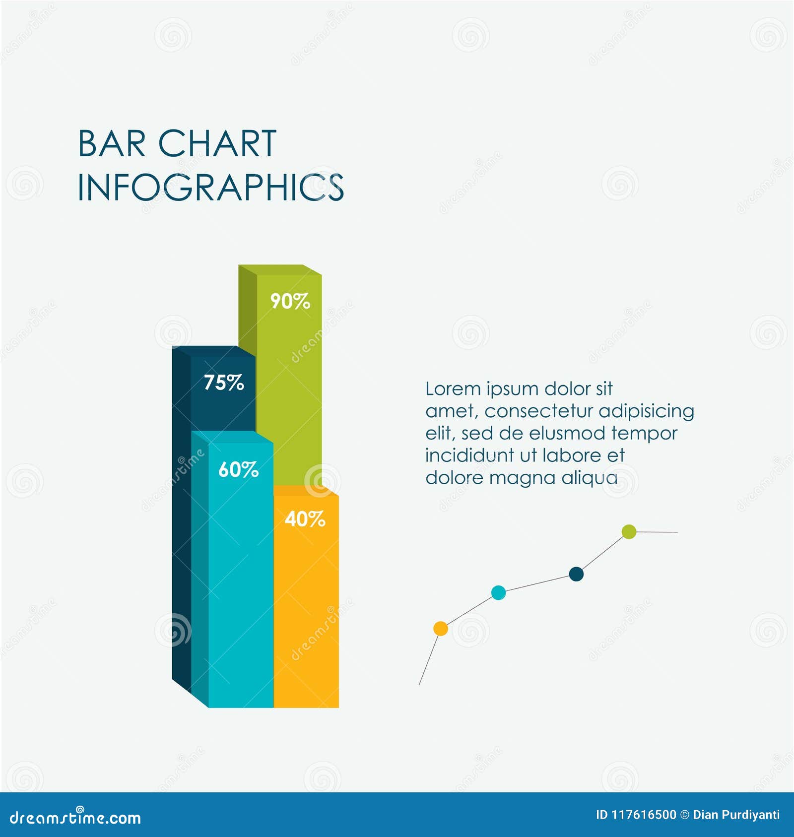 Bar Chart Infographics Elements 3D Vector Flat Design, Full Color Stock ...
